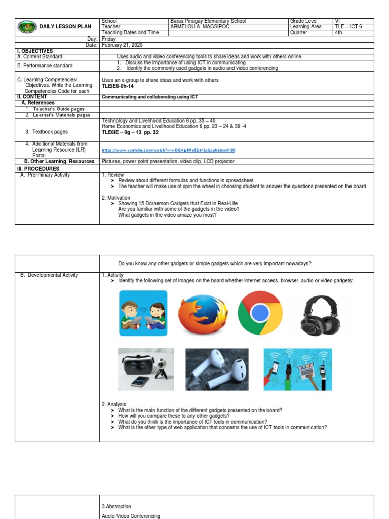 Epp Tle Ict 6 DLP For Cot | PDF | Web Conferencing | Educational Technology