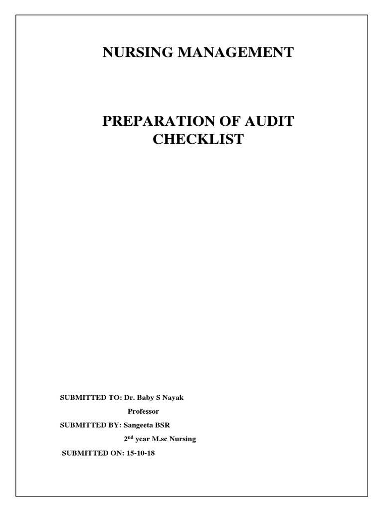 Audit Checklist | Download Free PDF | Public Toilet | Hospital