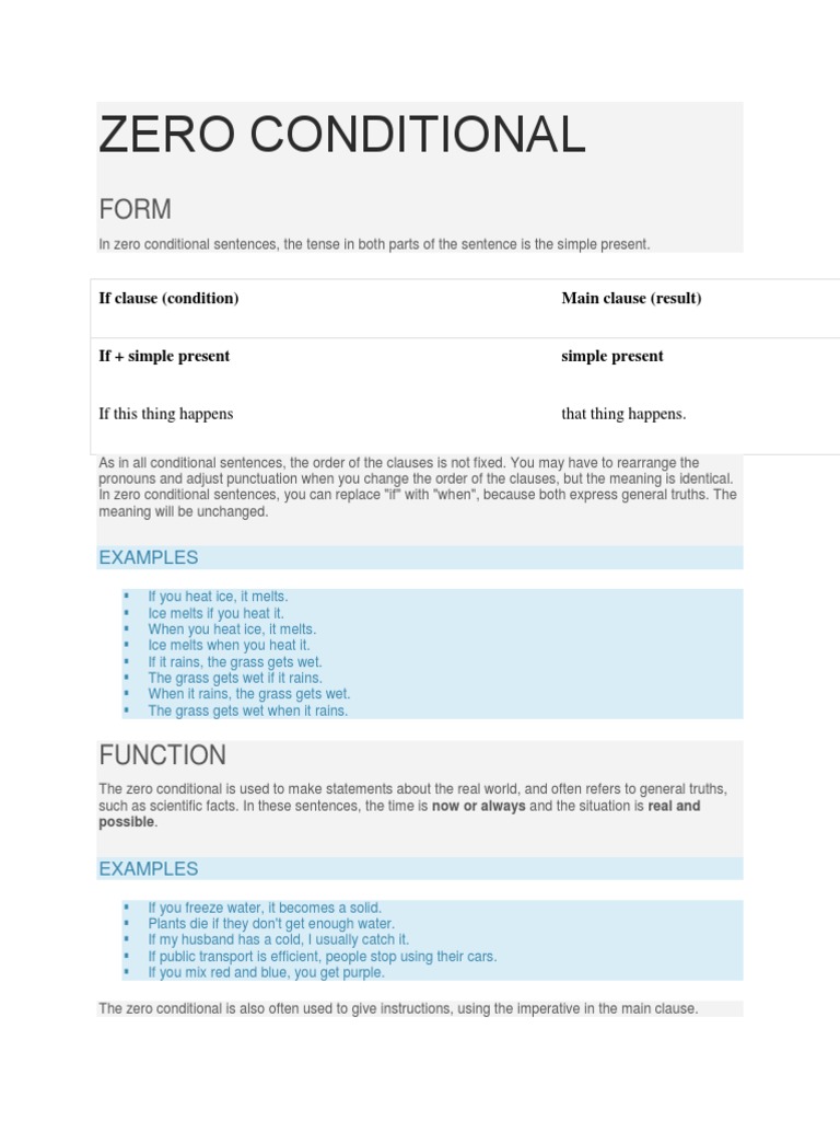 Zero Conditional | PDF | Verb | Syntax