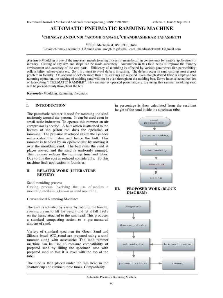 Pneumatic ramming machine packs sand evenly | PDF | Valve | Piston
