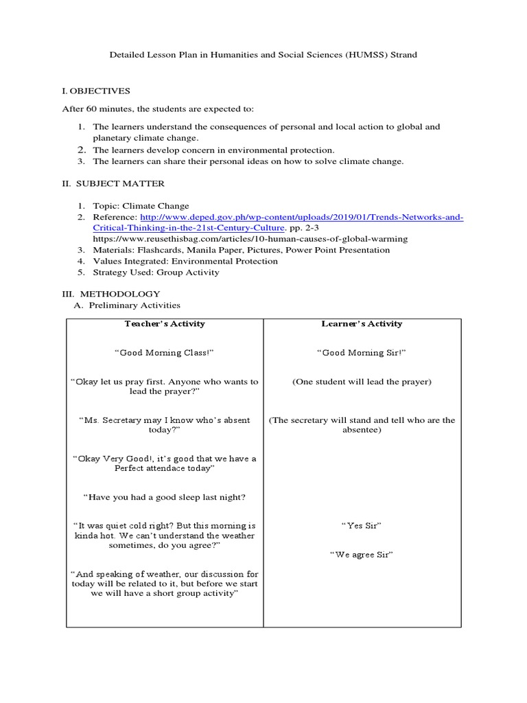 Detailed Lesson Plan Draft | Download Free PDF | Deforestation | Air ...