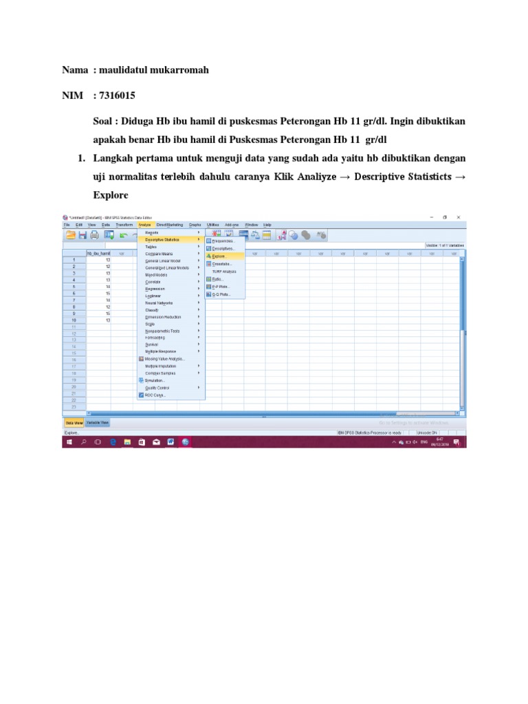 Contoh Uji One Sample DLL | PDF