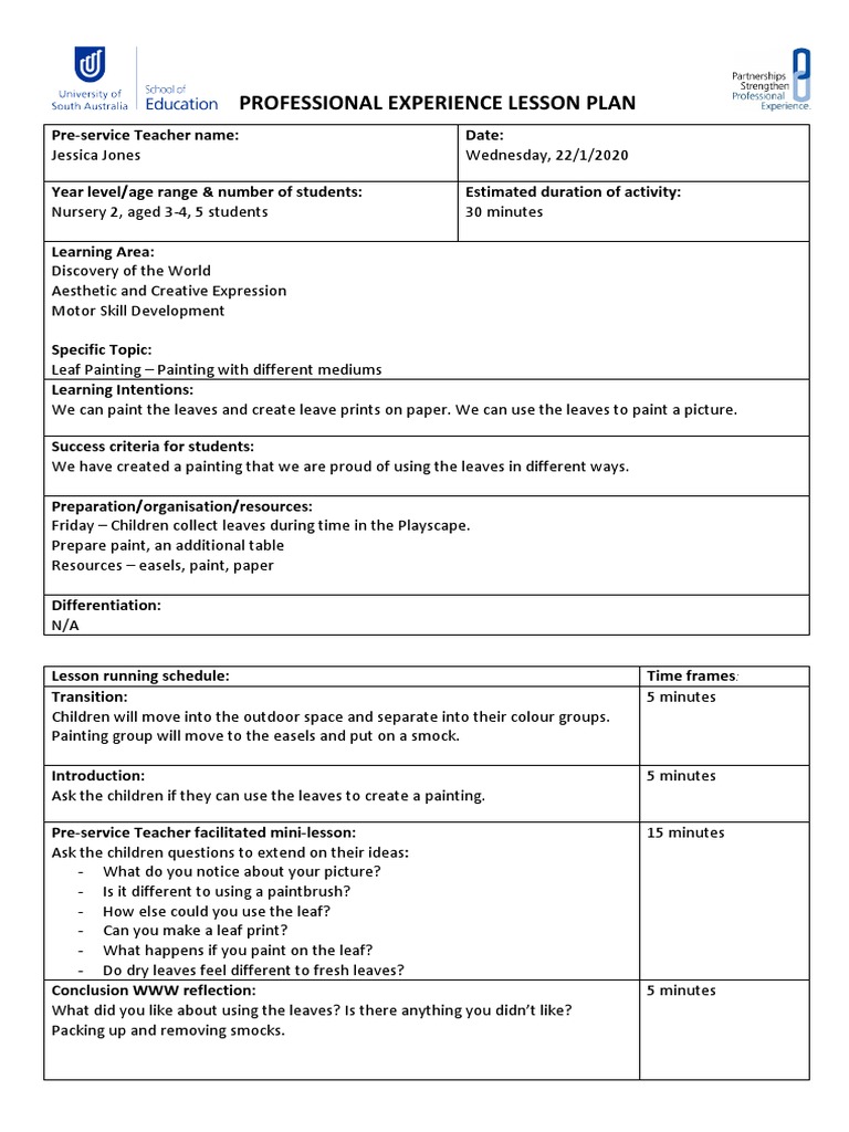 Lesson Plan - Leaf Painting | PDF