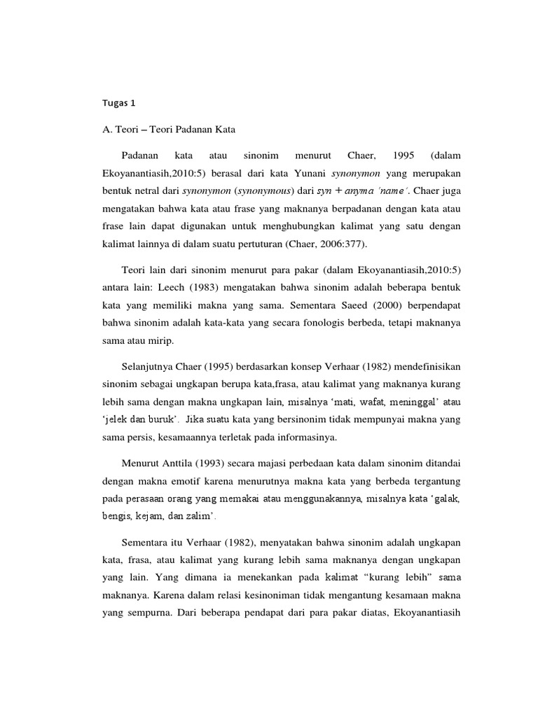 Teori dan Contoh Padanan Kata | PDF