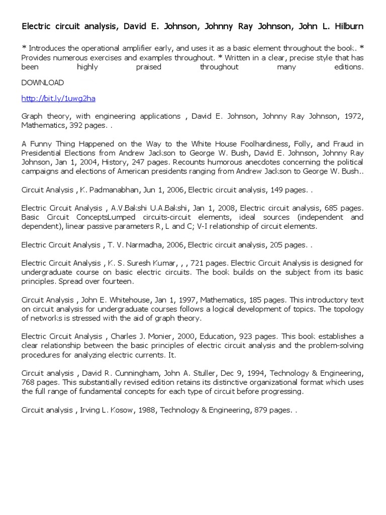 Electric Circuit Analysis