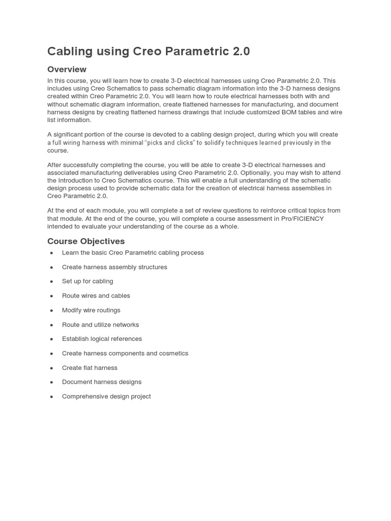 Creo Parametric 2 Pro Cabling Theory | PDF