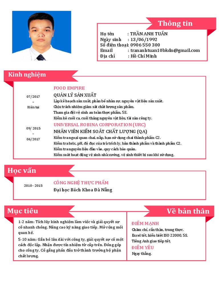 Tran Anh Tuan - CV - Ke Hoach | PDF