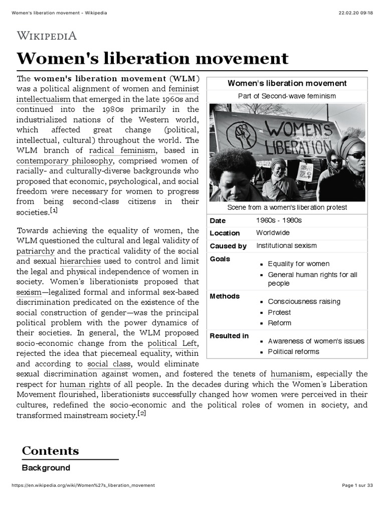 Women's Liberation Movement - Wikipedia | PDF