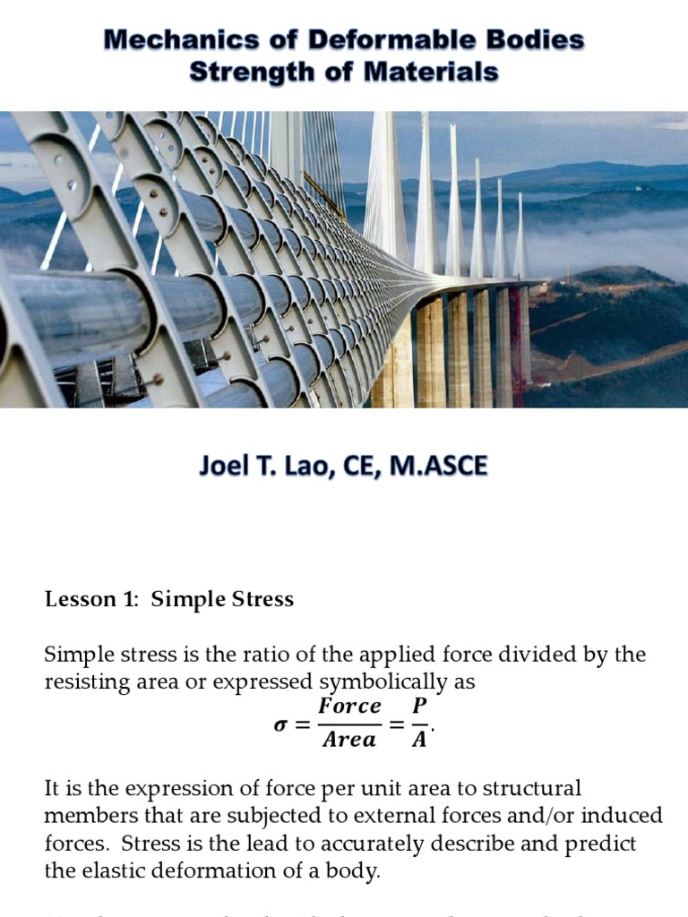MDB Lesson 1 Simple Stresses | PDF