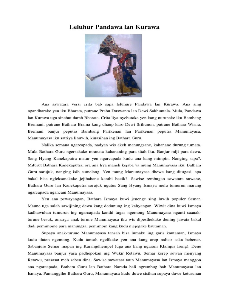 Cerita Wayang Bahasa Jawa | PDF