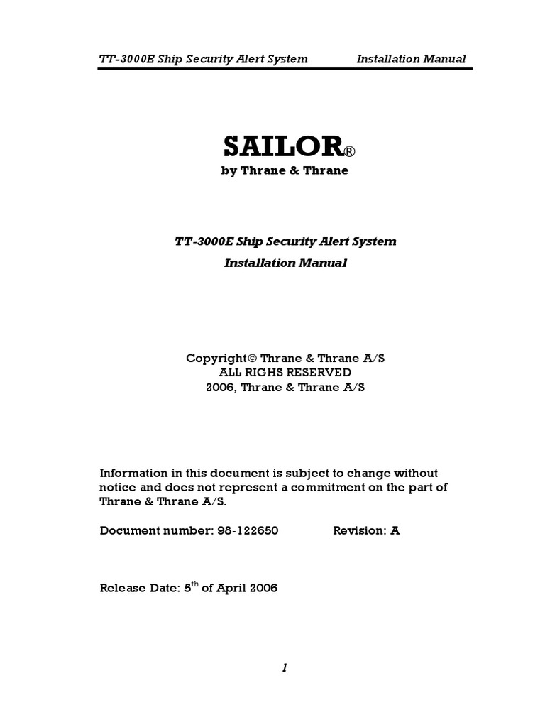 TT3000E SSAS Installation Manual | PDF