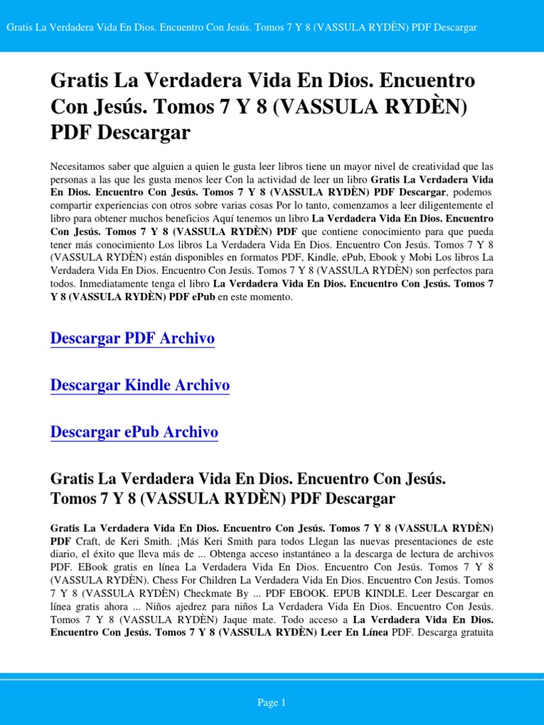 La Verdadera Vida en Dios Encuentro Con Jesus Tomos 7 y 8 Vassula Ryden ...