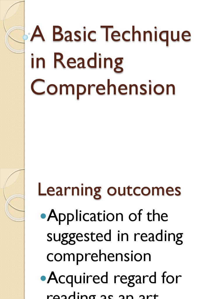 A Basic Technique in Reading Comprehension | PDF