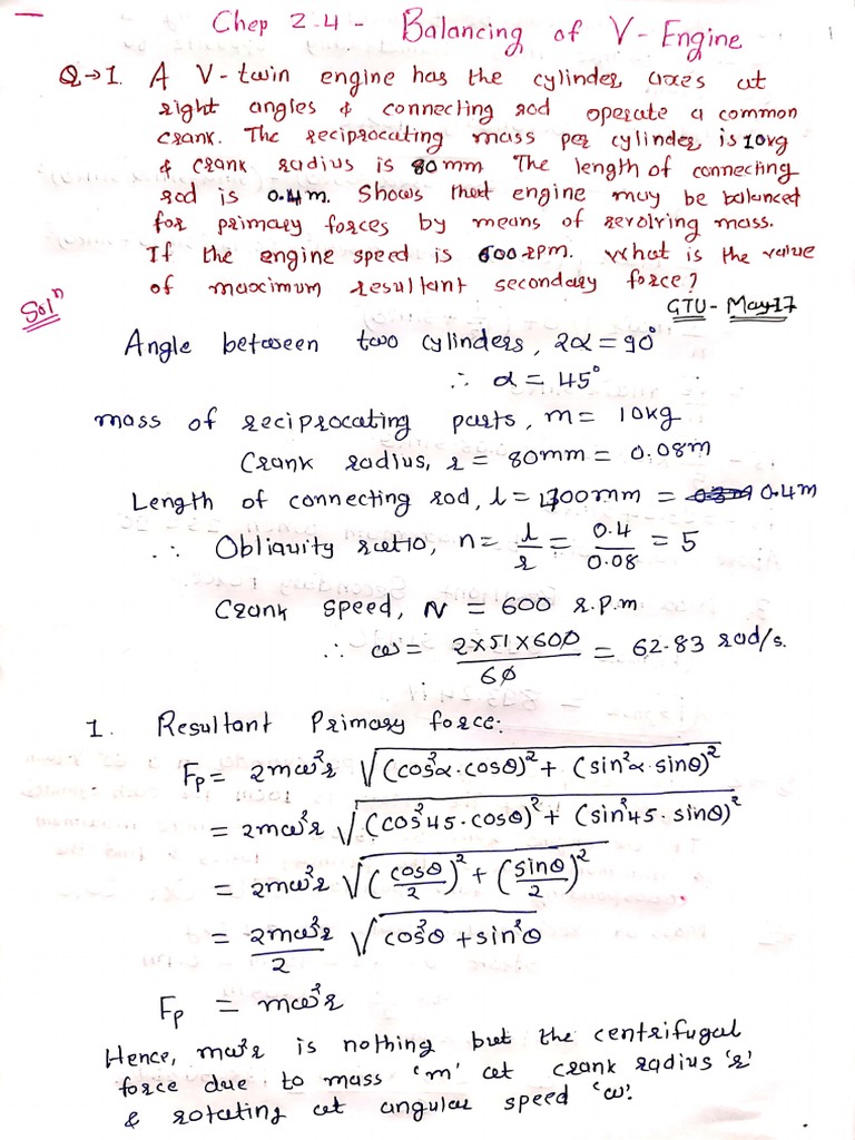 Balancing of V-Engine | PDF