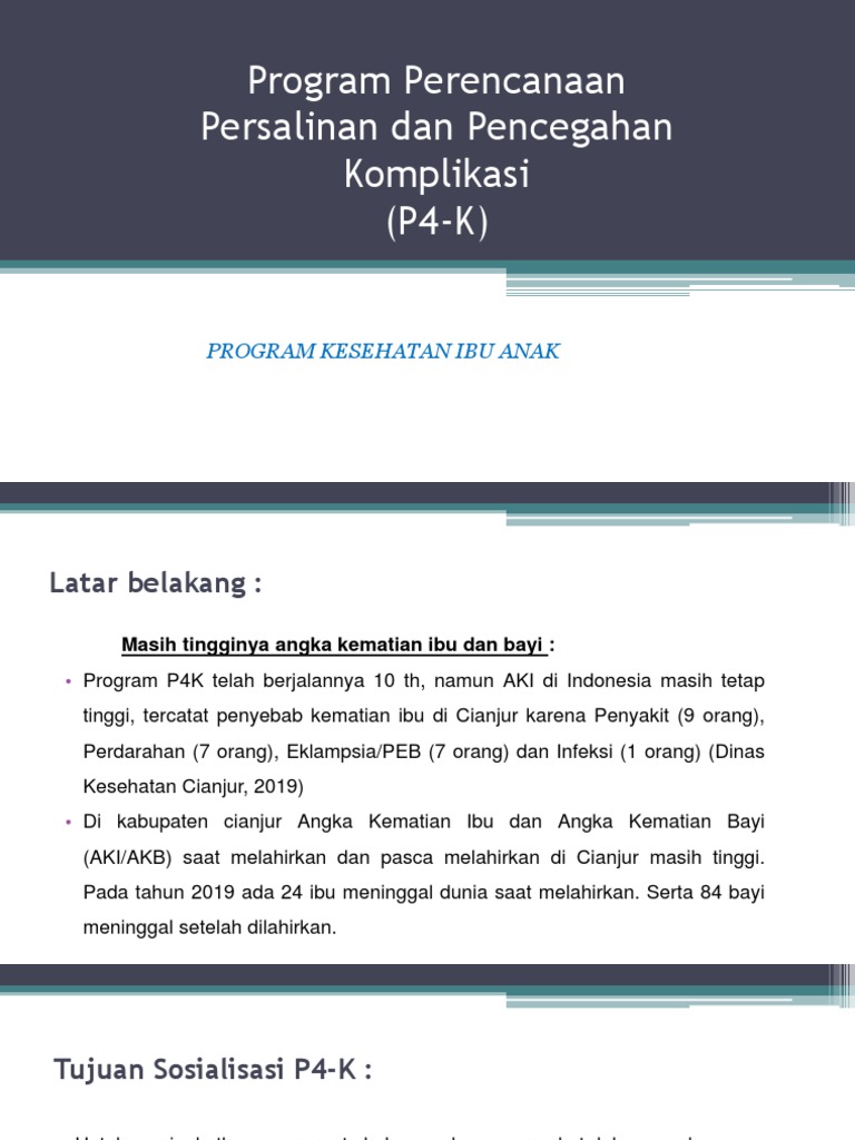 Materi Sosialisasi p4k Untuk Kader | PDF