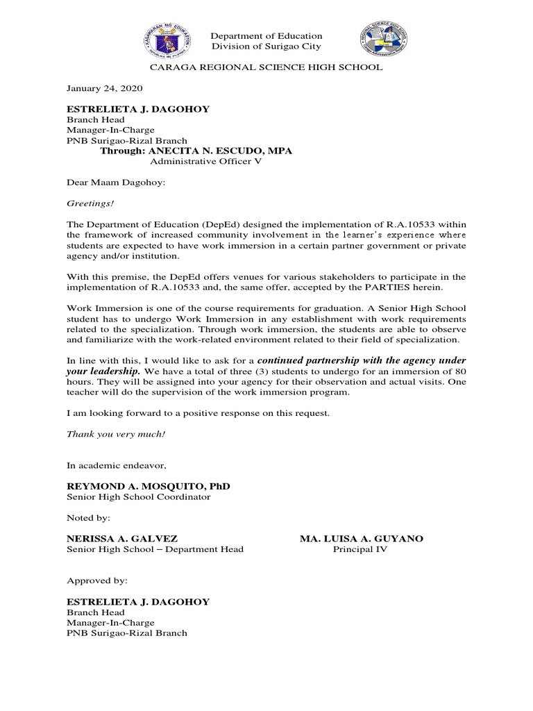 Endorsement Letter PNB | PDF