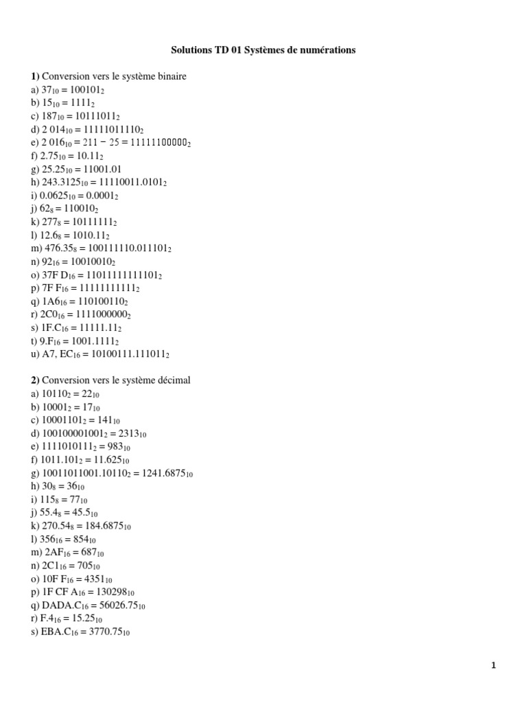 Solutions TD01 | PDF