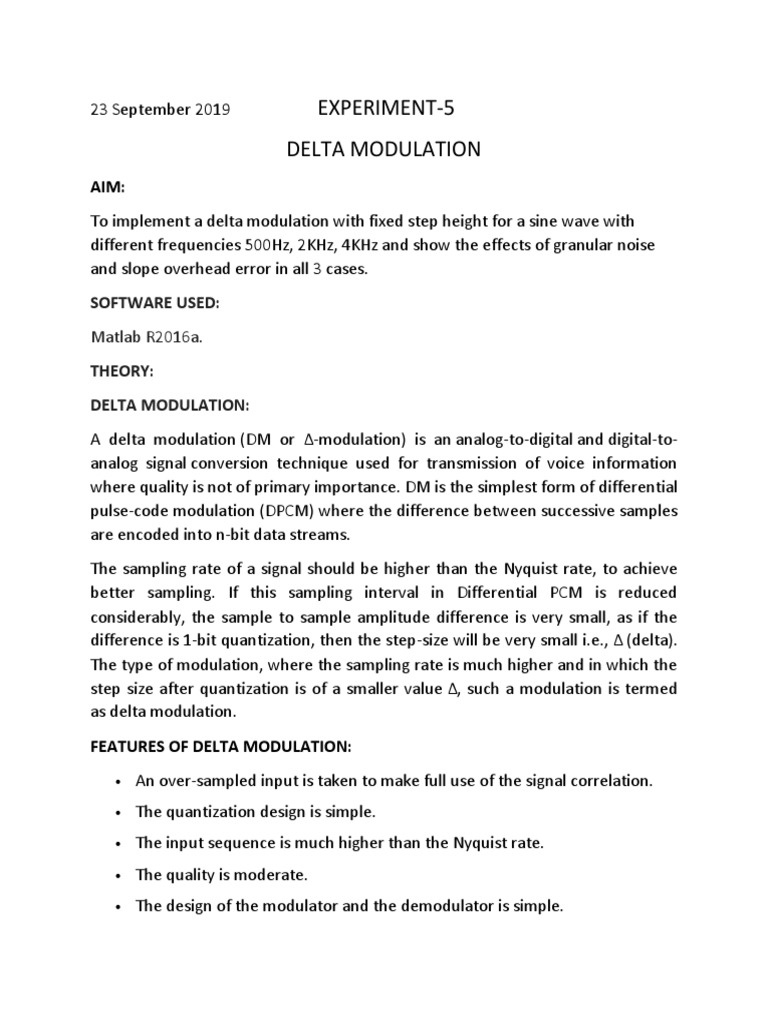 Delta Modulation Effects on Sine Waves | PDF