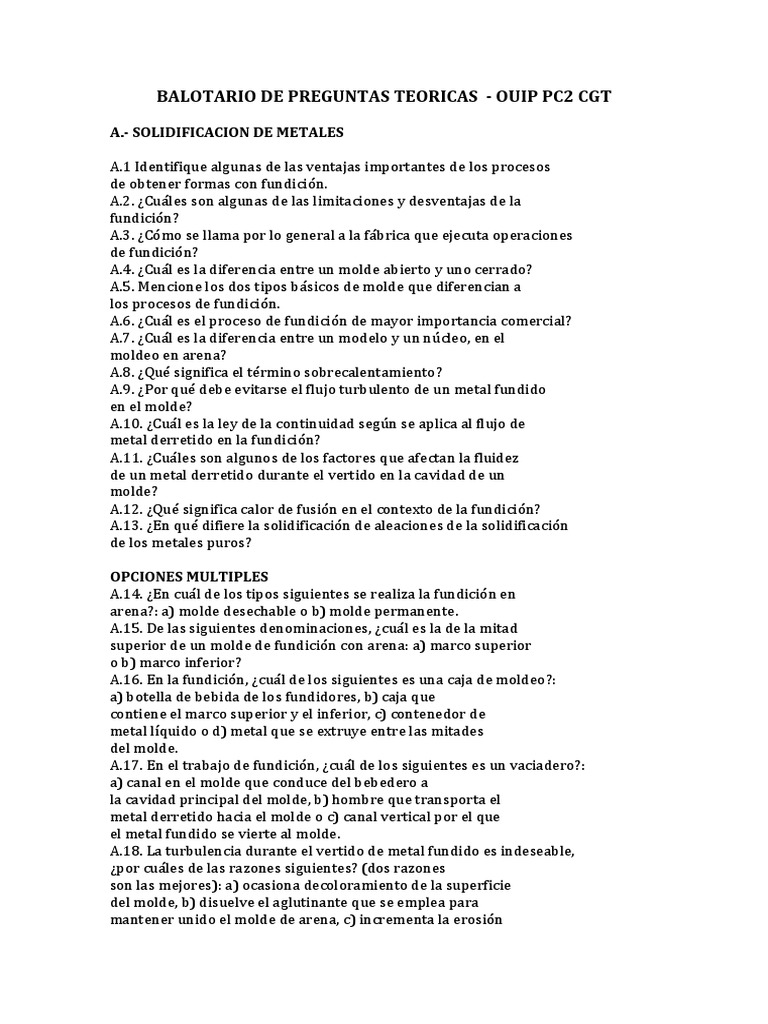 Balotario de Preguntas PC2-1 | PDF