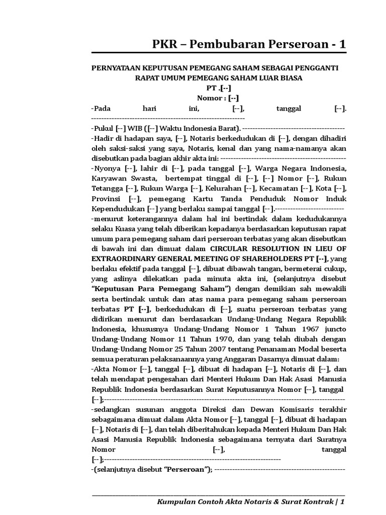 PKR - Pembubaran Perseroan - 1 | PDF