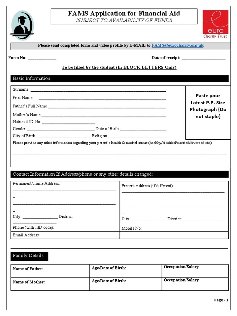 FAMS Financial Aid Form | PDF