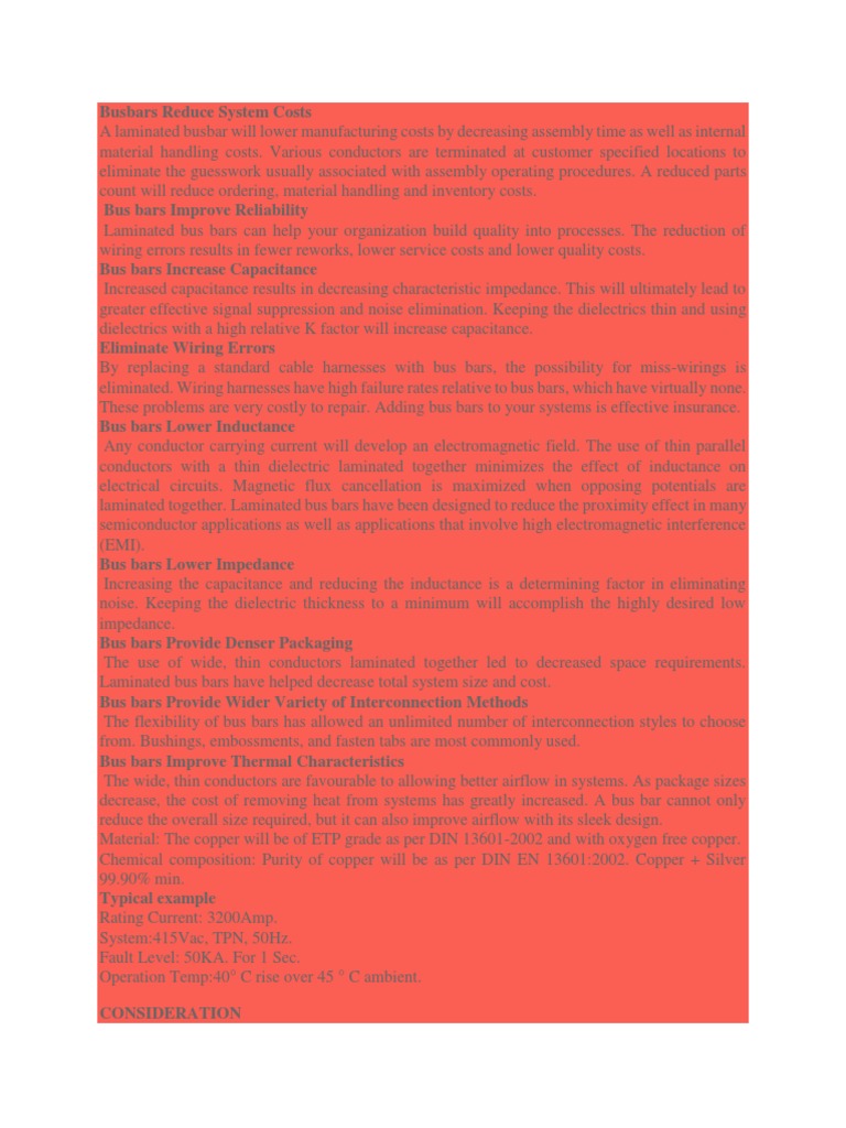 Busbar Selection Chart | PDF