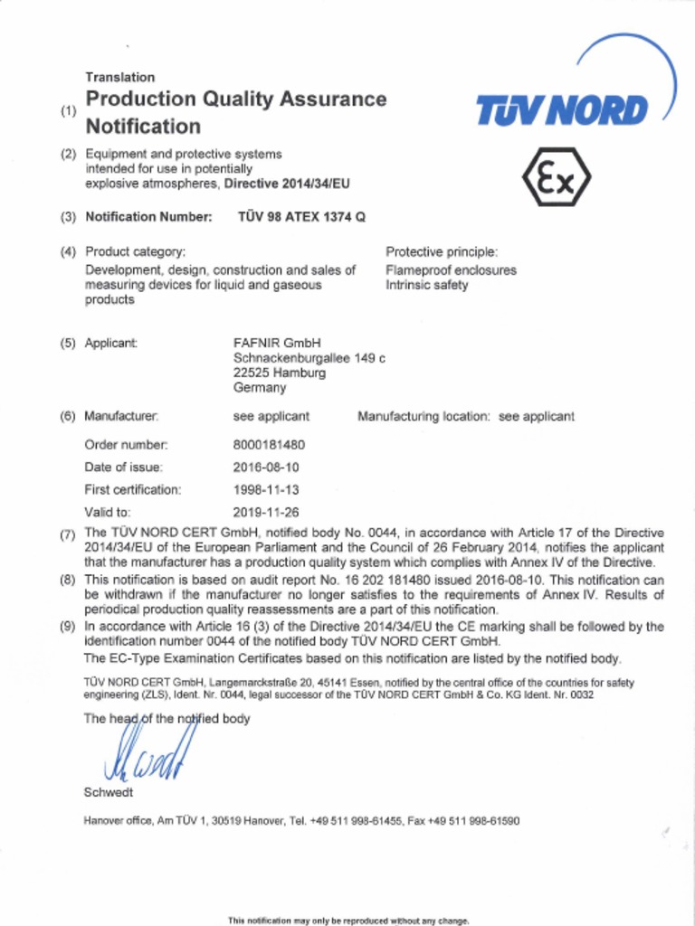 Production QA Notification ATEX | PDF