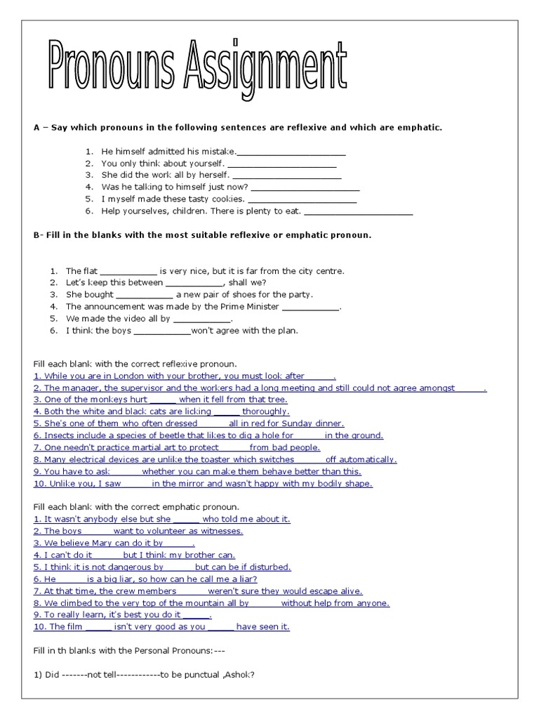 Reflexive and Emphatic Pronouns | PDF
