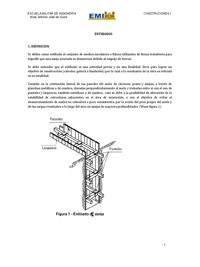 Tipos y Métodos de Entibado en Excavaciones | PDF