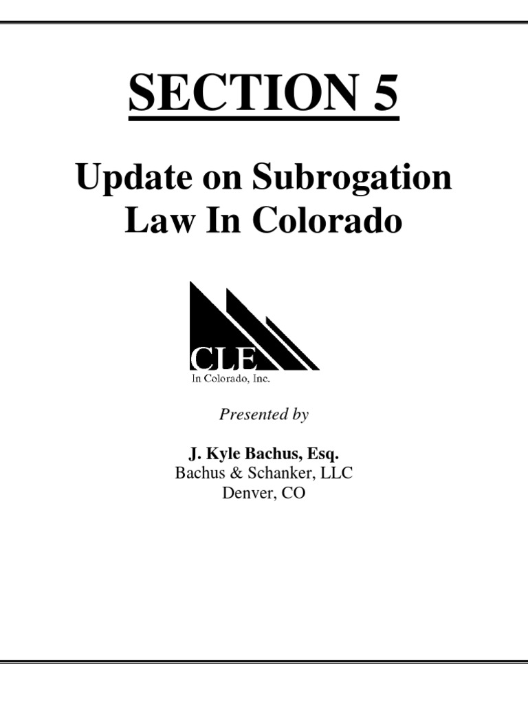 Colorado's New State Subrogation Law | PDF | Subrogation ...