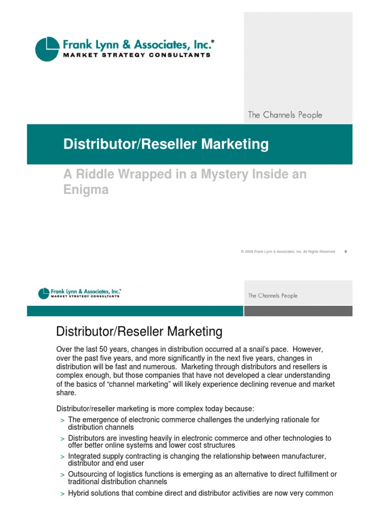 Distributor Reseller Marketing | PDF | Cost | Marketing