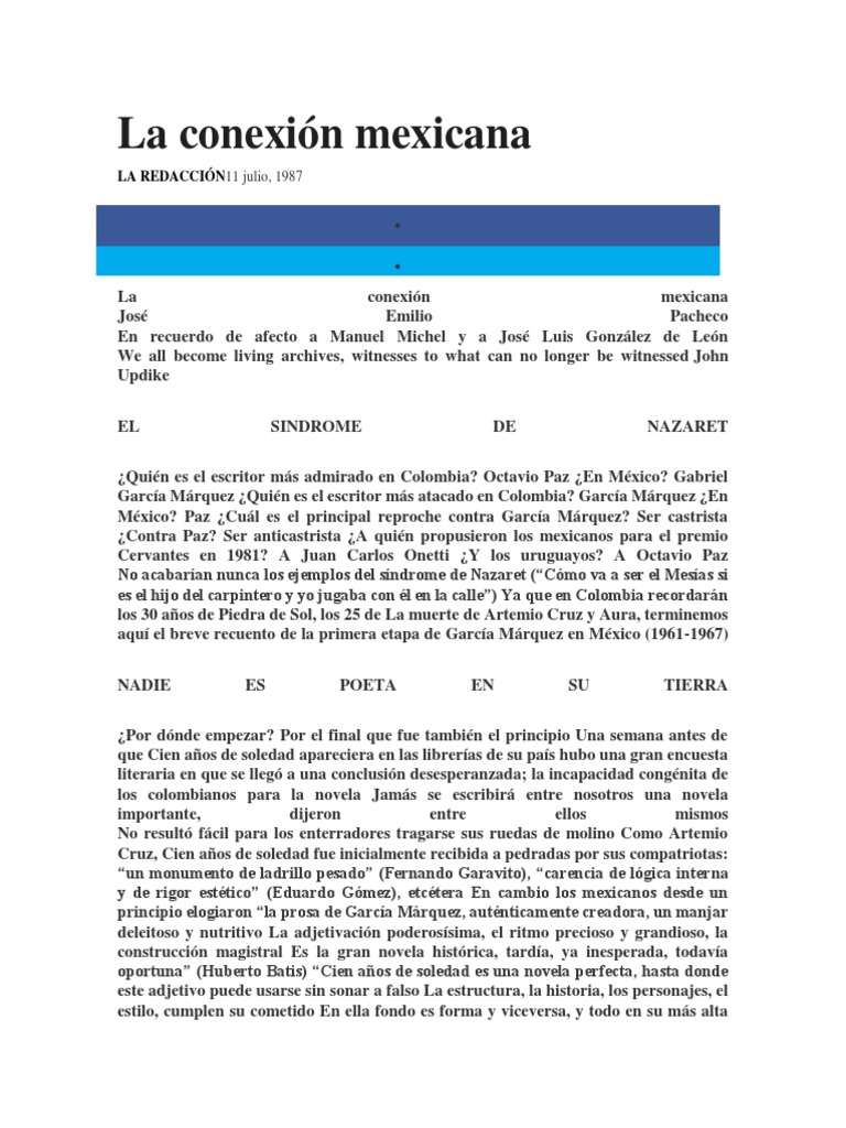 Cien Años de Soledad José Emilio Pacheco | PDF