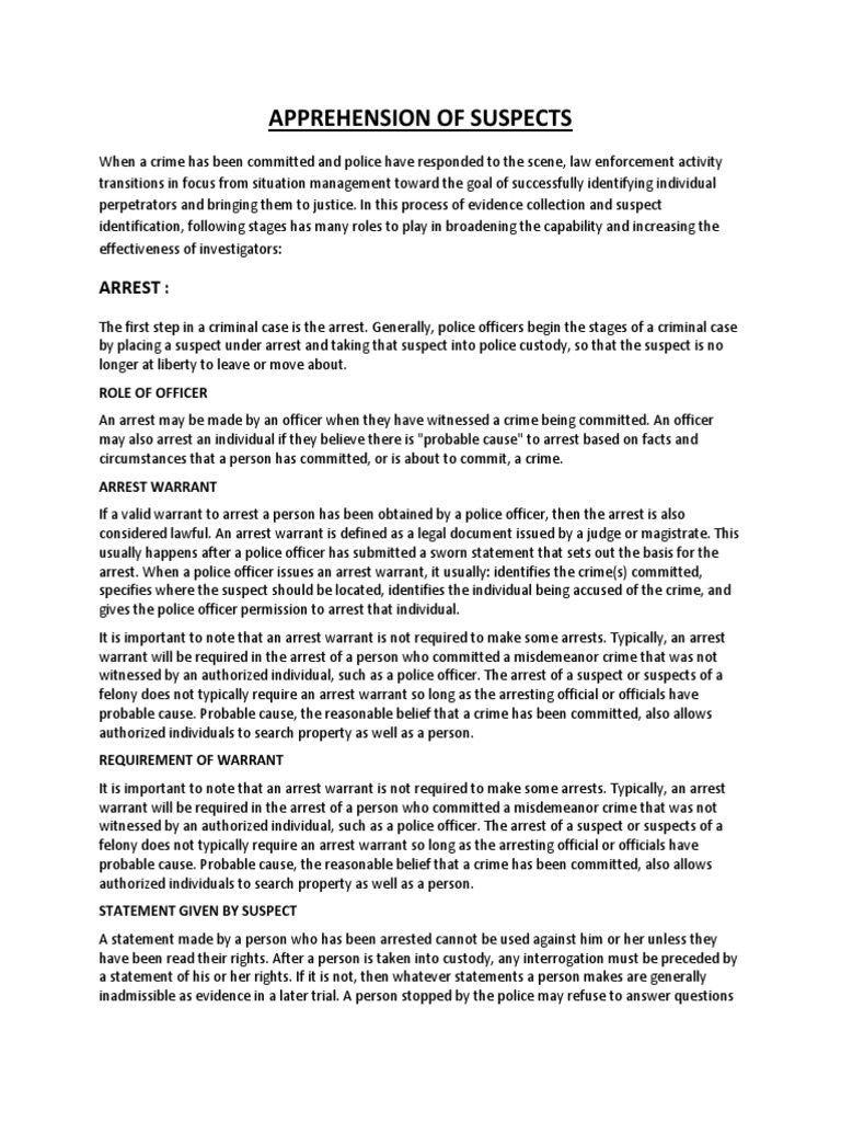 Apprehension of Suspects | PDF