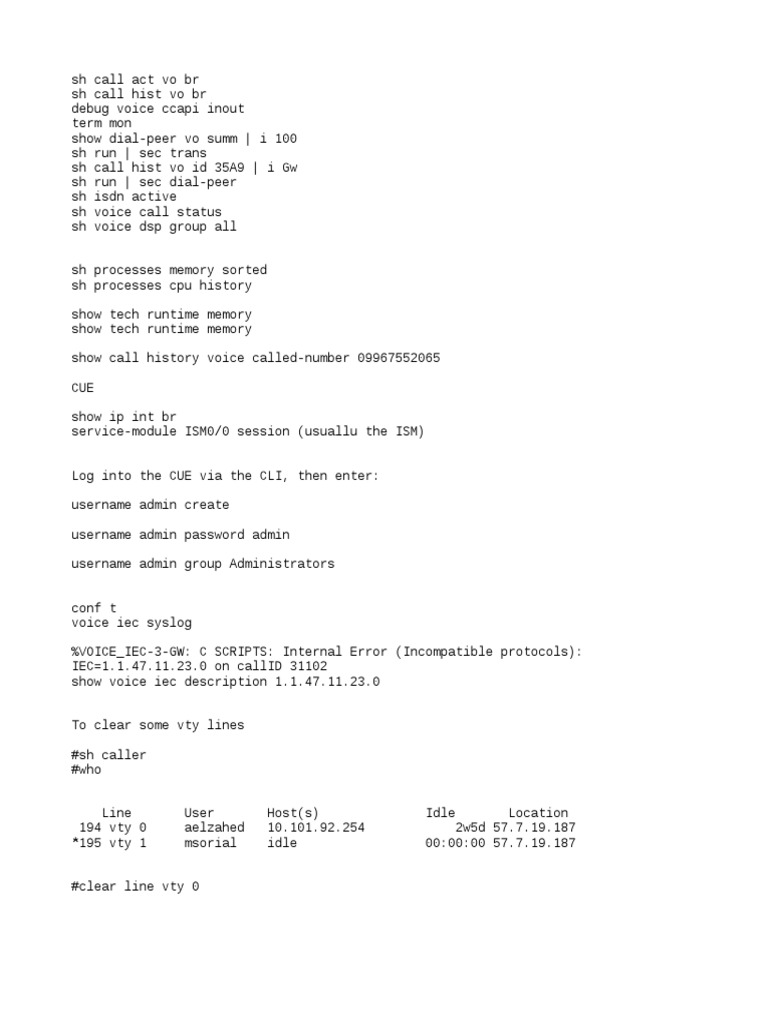 Voice call debugging commands | PDF