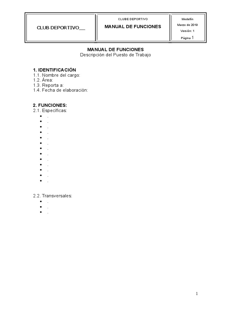 Formato Manual de Funciones | PDF