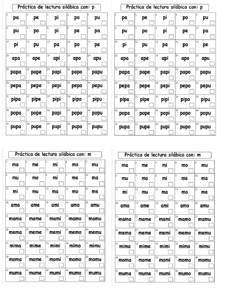 Lectura Silabica M y P | PDF