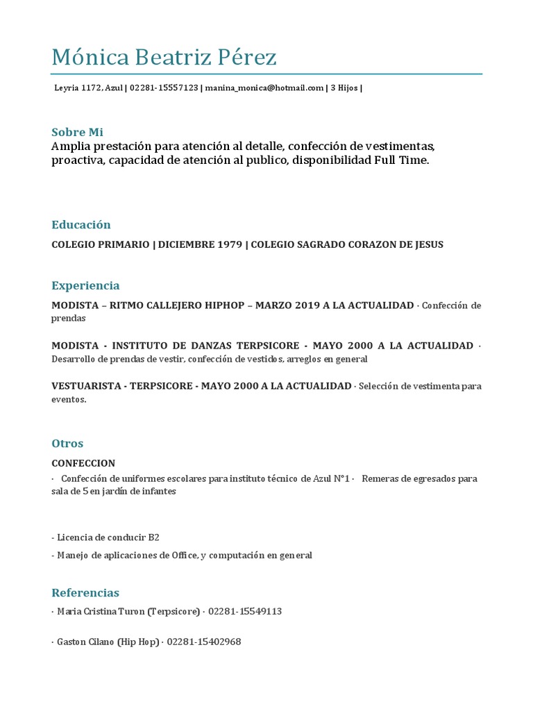 CV Mónica Beatriz Pérez | PDF