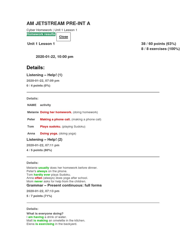 JETSTREAM PRE INTERMEDIATE A Unit 1 | PDF