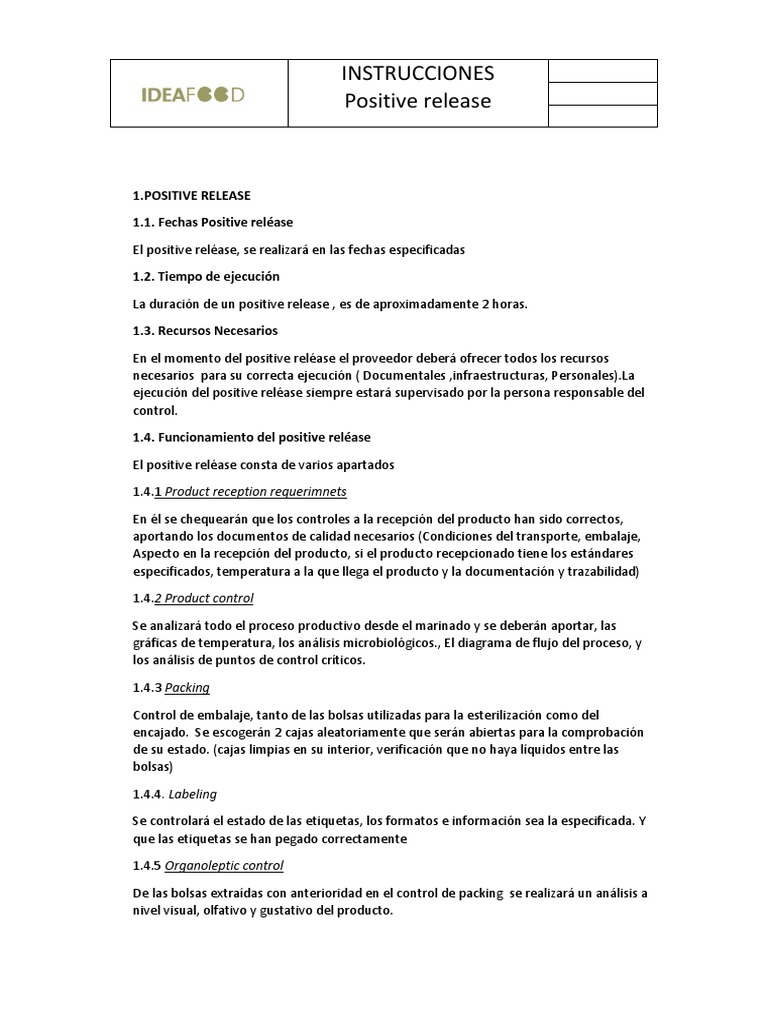 Proceso de Positive Release | PDF