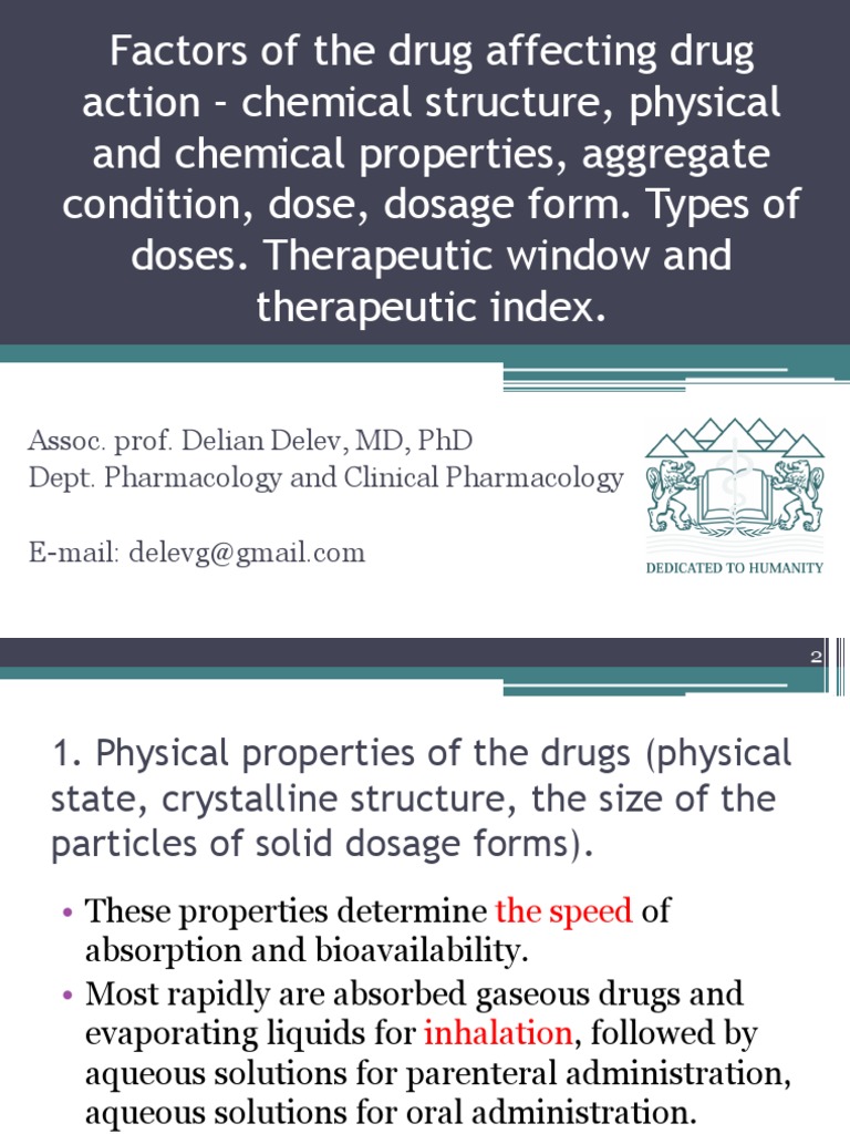 Lecture 4 - Factors Affecting Drug Action | PDF