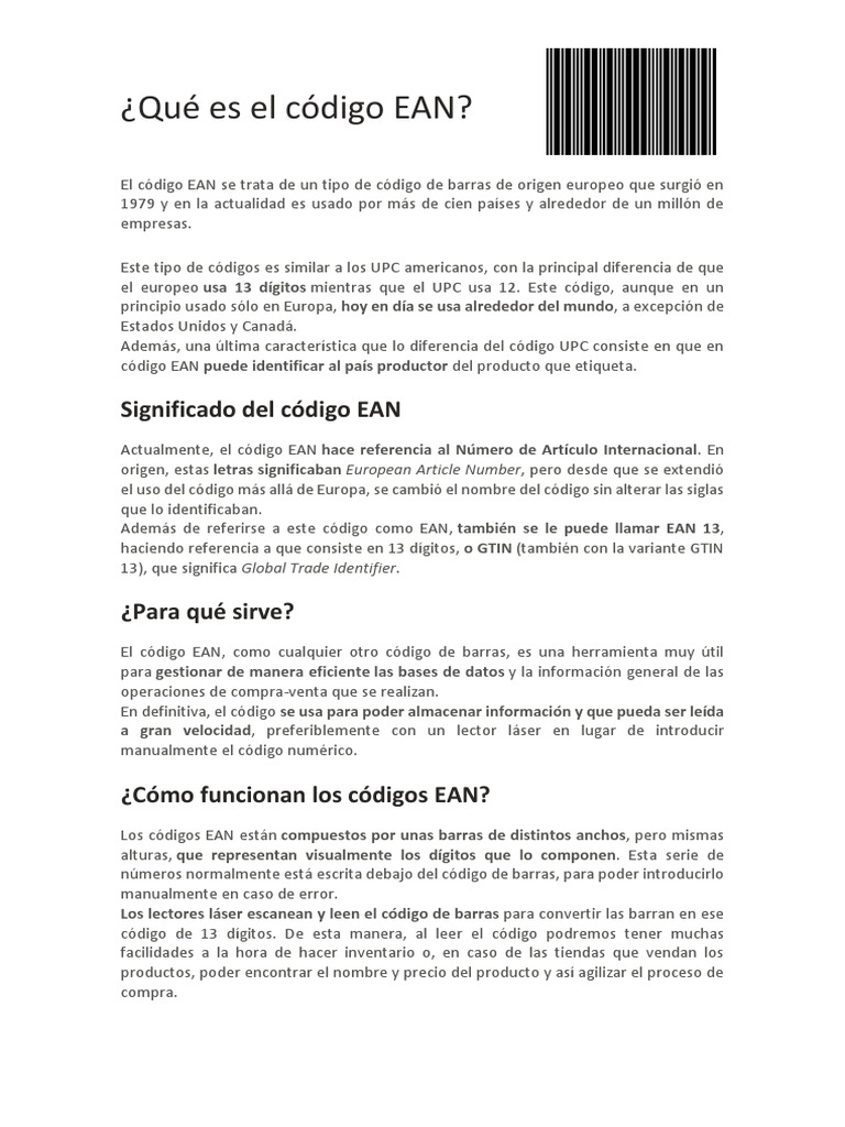 Qué Es El Código EAN | PDF