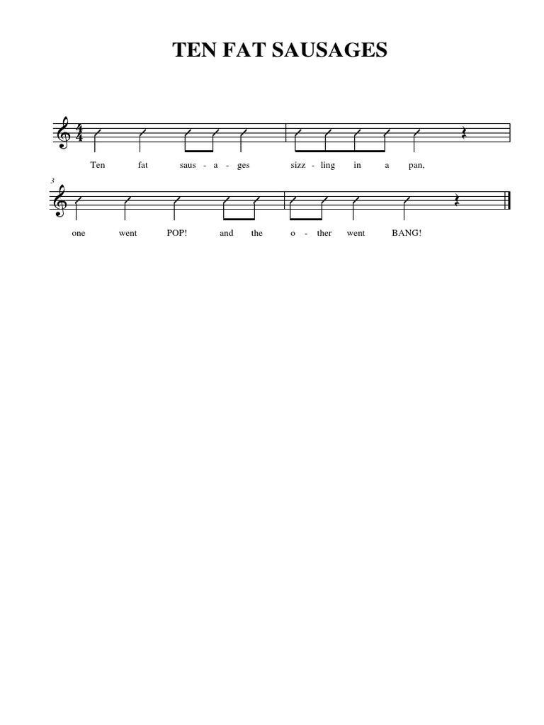 Ten Fat Sausages Sizzling Song | PDF