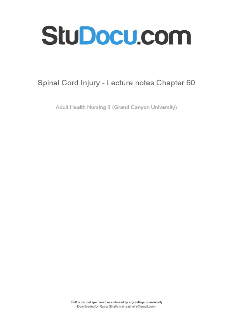 Spinal Cord Injury Overview and Care | PDF | Spinal Cord Injury | Major ...
