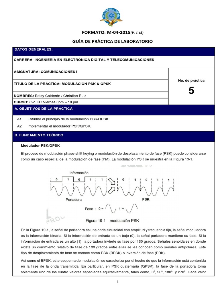 Modulacion PSK y QPSK | PDF | Modulación | Protocolos de capa física