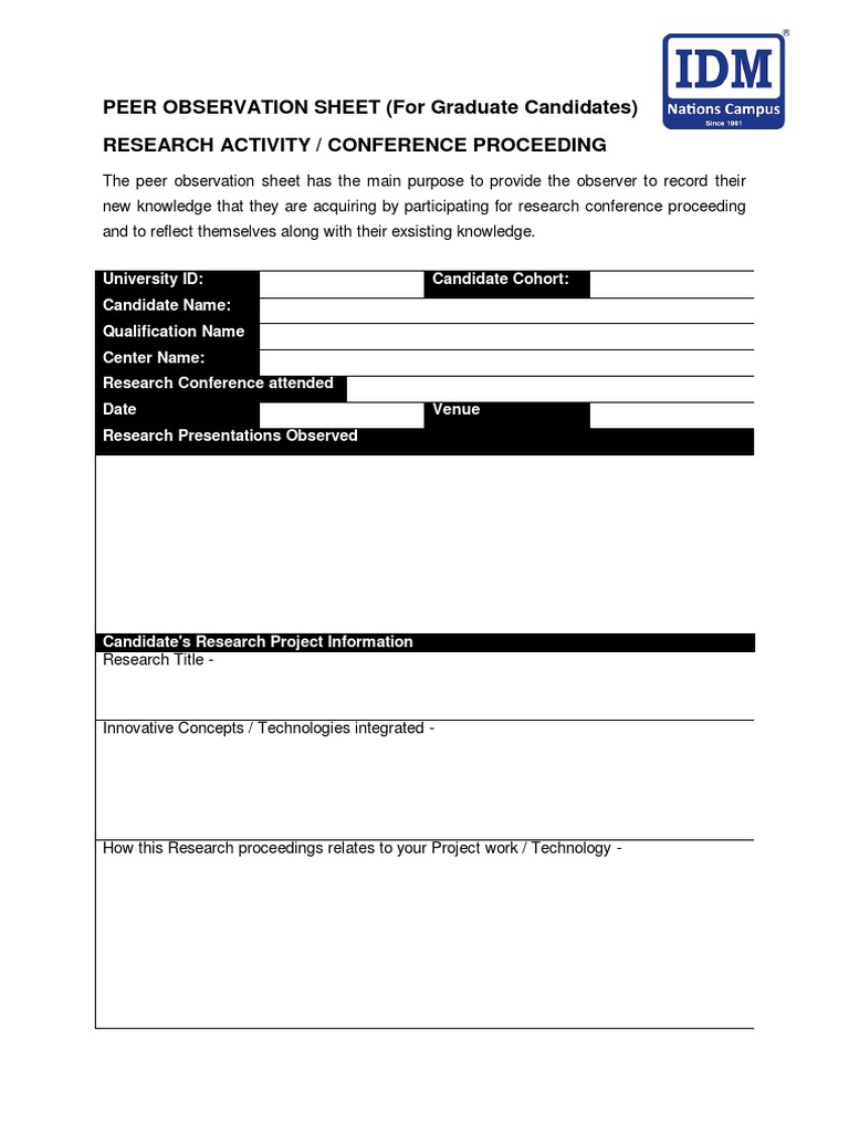 Research Conference Proceeding - Observation Sheet | PDF | Science ...
