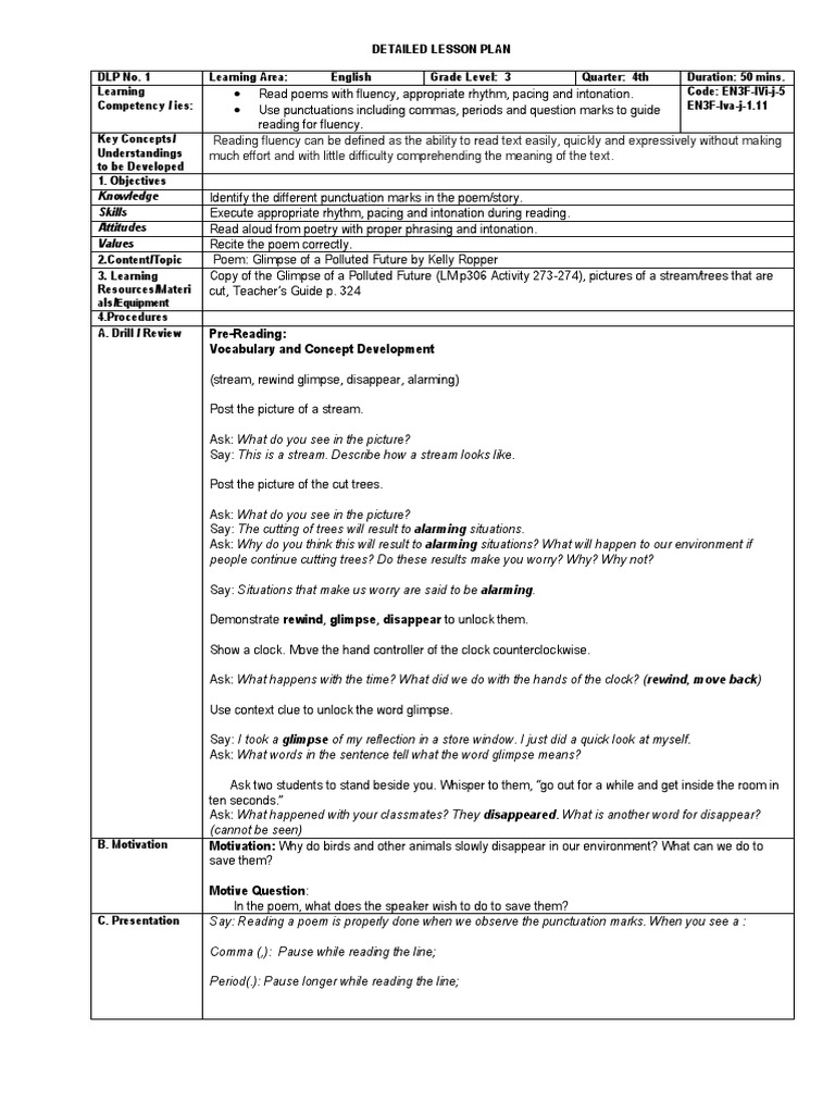 DLP 1-Ap Q4 | PDF | Fluency | Question