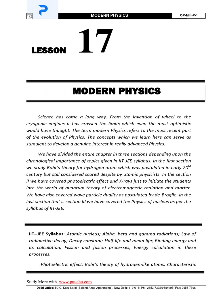 Modern Physics | PDF | Photoelectric Effect | Electron