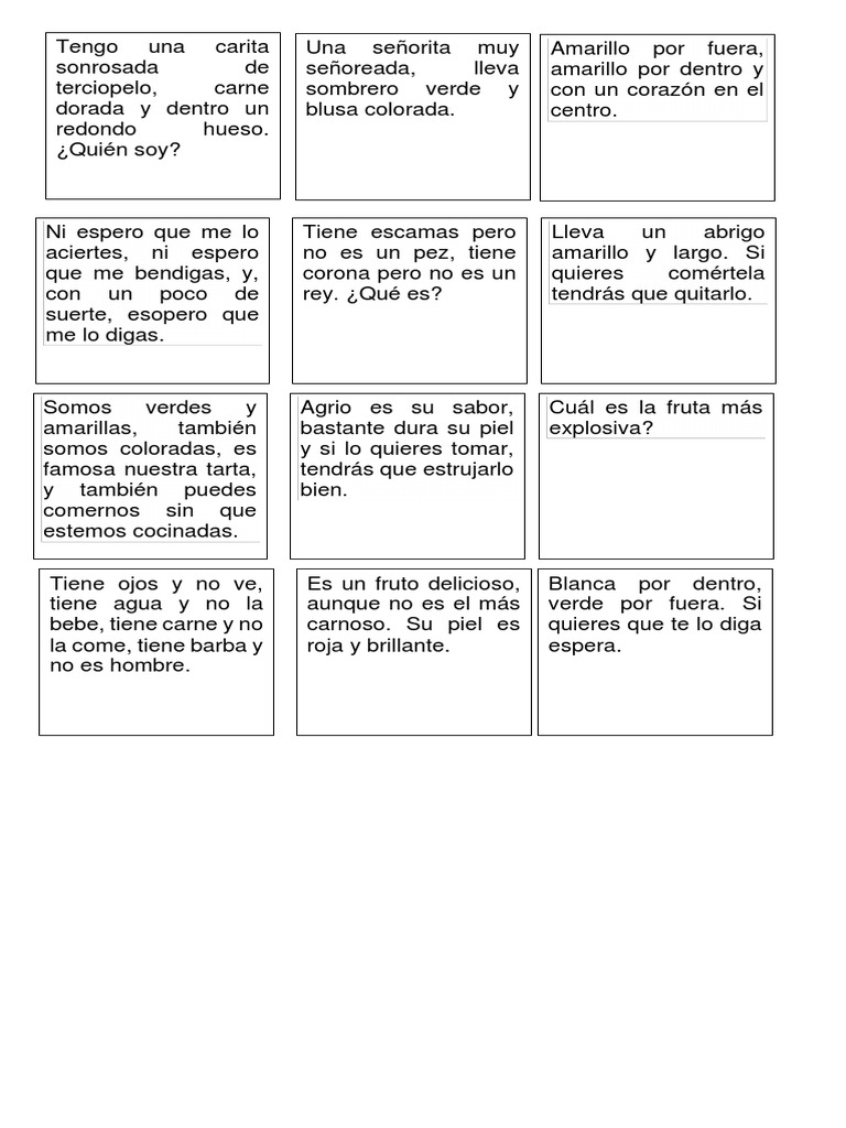 Adivinanzas Frutas | PDF