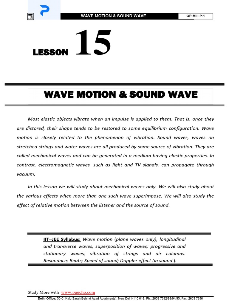 Wave Motion Sound Wave | PDF | Waves | Normal Mode