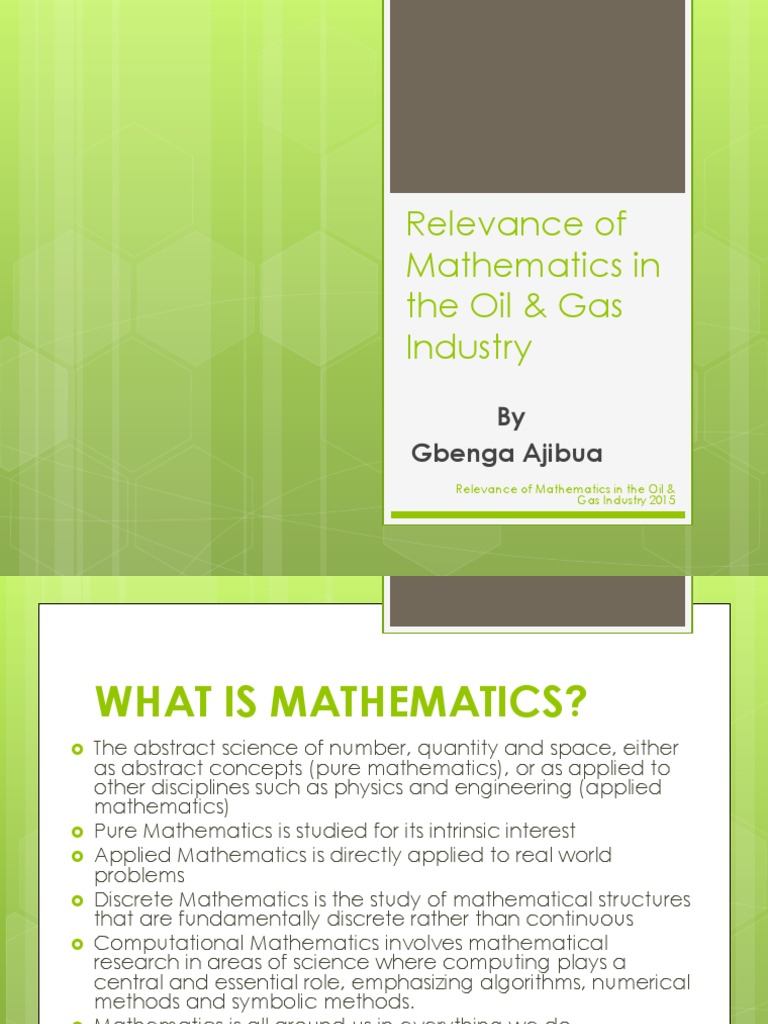 Presentation On Relevance of Mathematics in The Oil & Gas Industry PDF ...